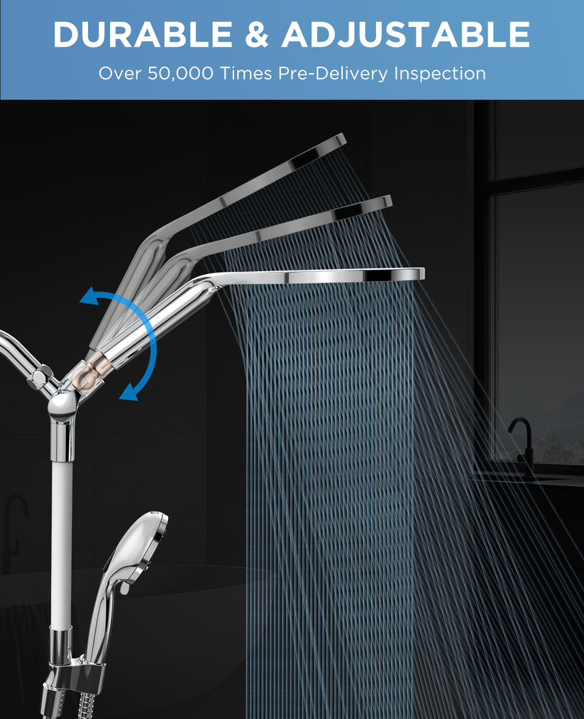 MakeFit 21-mode Dual Handheld Shower Head Combo, 2-in-1 Rain Shower He